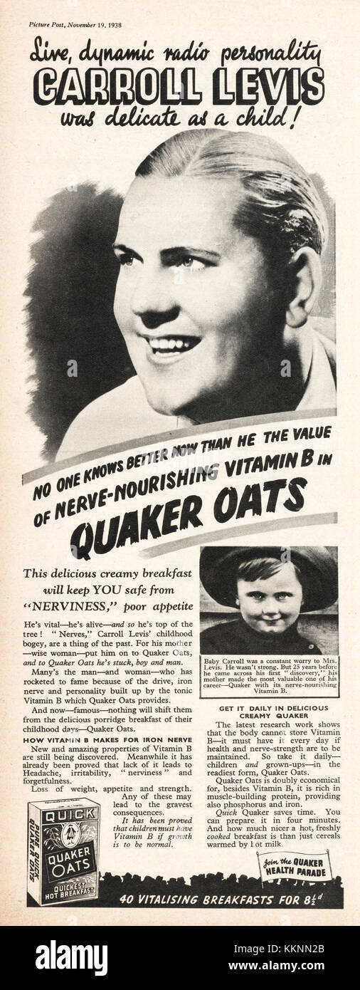 Quaker oats ad -Fotos und -Bildmaterial in hoher Auflösung – Alamy