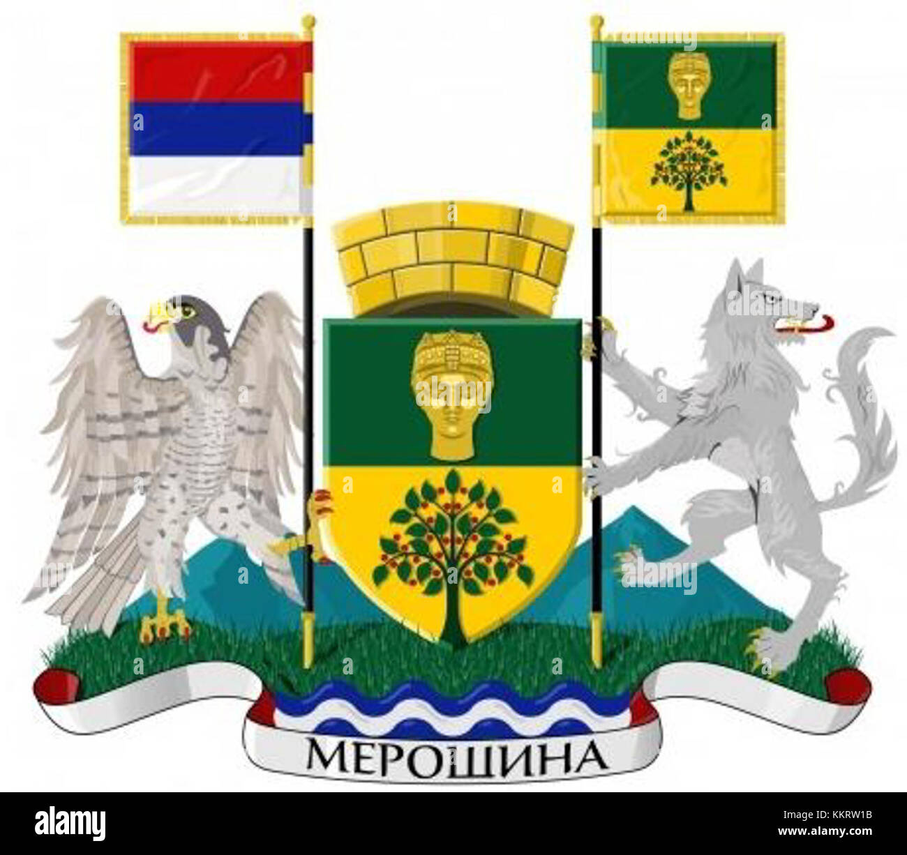 Das große Wappen von Merosina, bekannt als „Veliki GRB“, ist ein ...