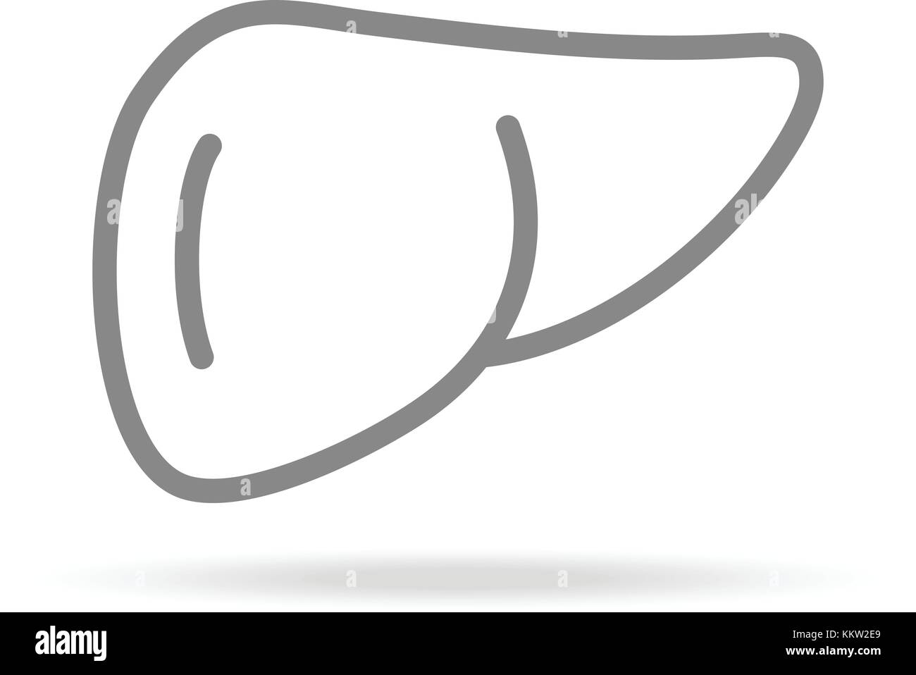 Symbol der menschlichen Leber in trendigen dünne Linie Stil auf weißem ...