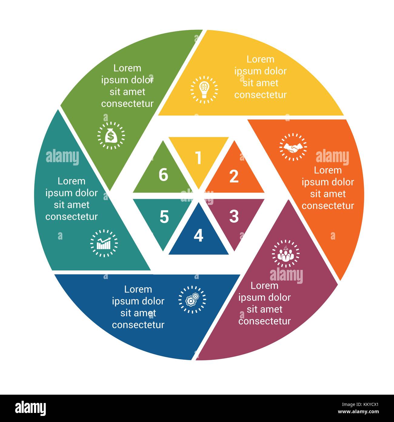 Infografik business Kreisdiagramm für 6 Optionen Schritt für Schritt ... Infografik business Kreisdiagramm für 6 Optionen Schritt für Schritt ...