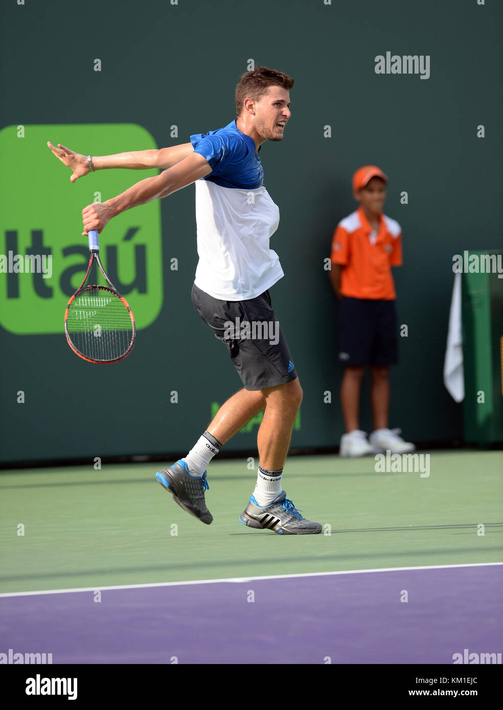KEY BISCAYNE, FL - MÄRZ 29: Novak Djokovic aus Serbien besiegt Dominic ...