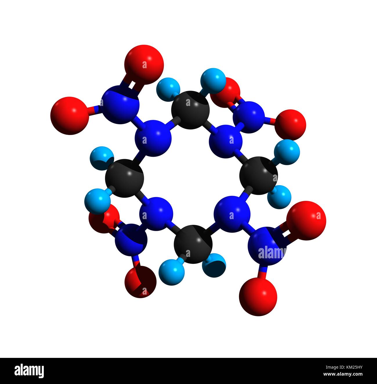 Molekulare Struktur von octogen (HMX), ein explosives Material, 3D ...