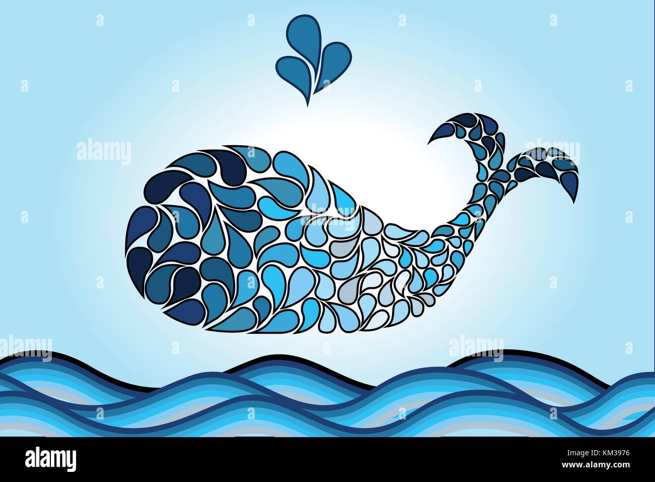 Blau abstrakte Wal Form auf einem blauen Hintergrund Stock-Vektorgrafik ...