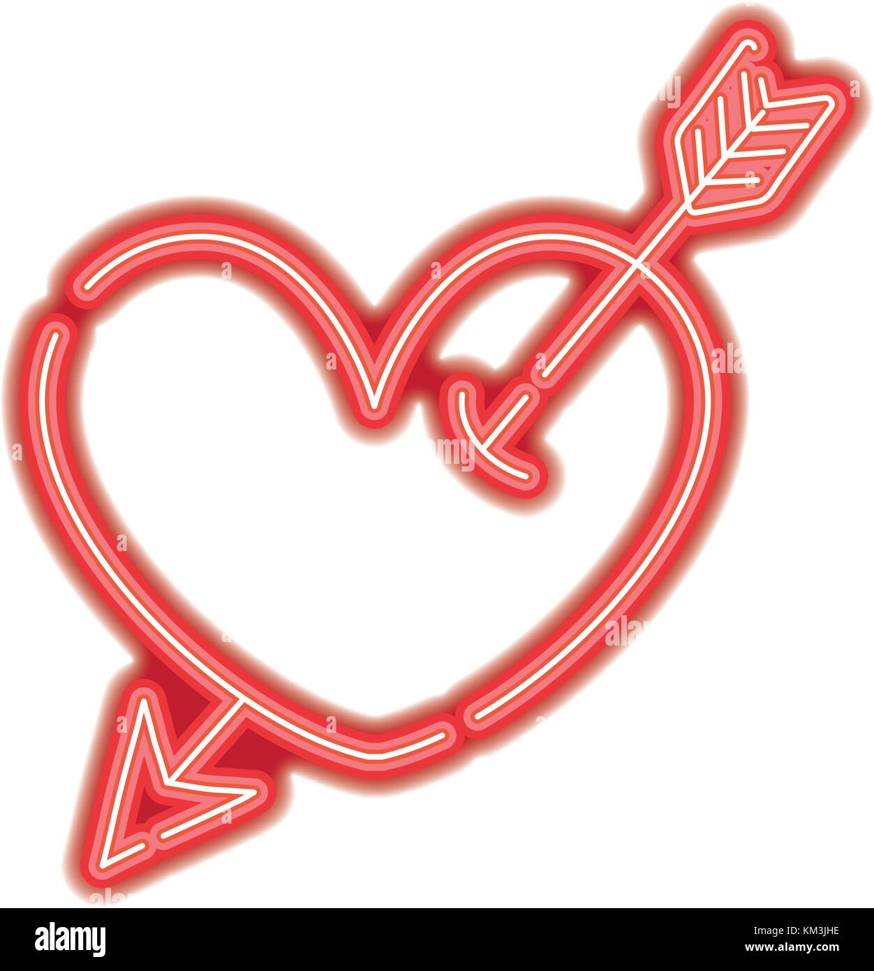 Neon Herz Symbol der Liebe mit Pfeil style innerhalb Stock-Vektorgrafik ...