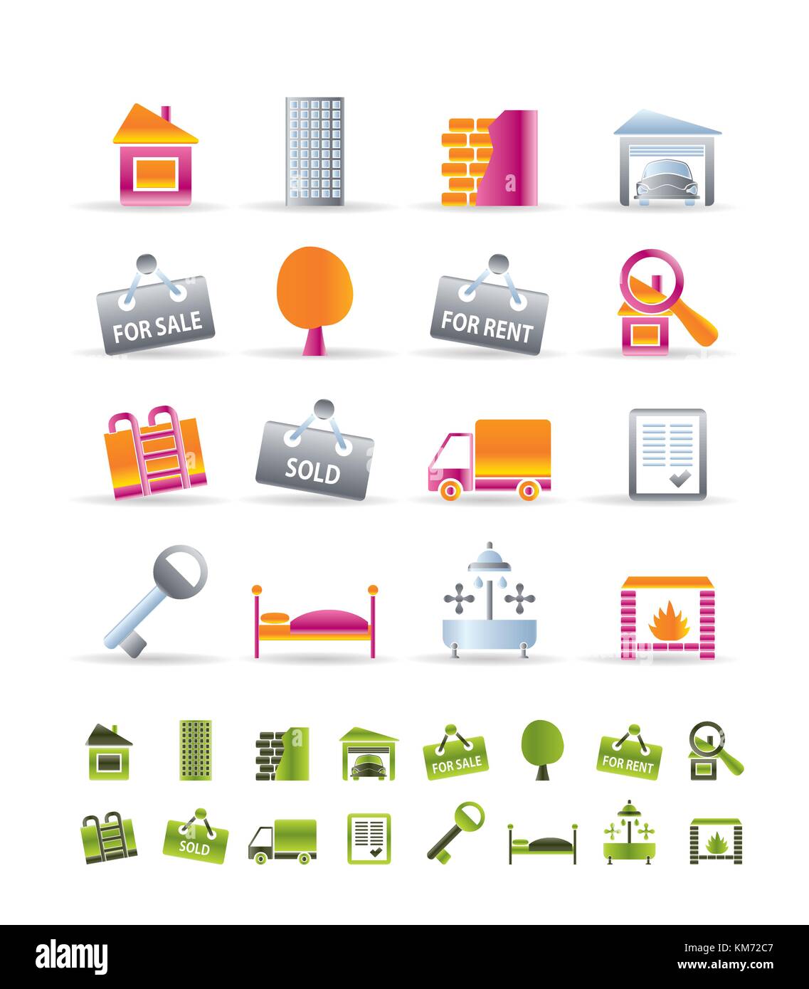 Immobilien Symbole - Vektor Icon Set Stock-Vektorgrafik - Alamy