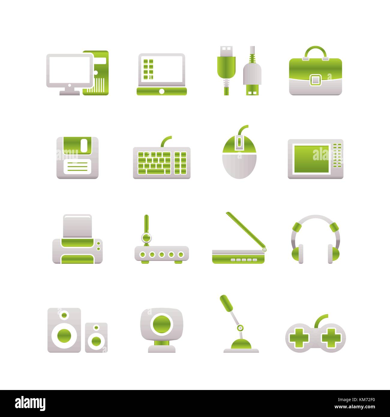 Computer und Peripherie Symbole - Vektor Icon Set Stock-Vektorgrafik ...
