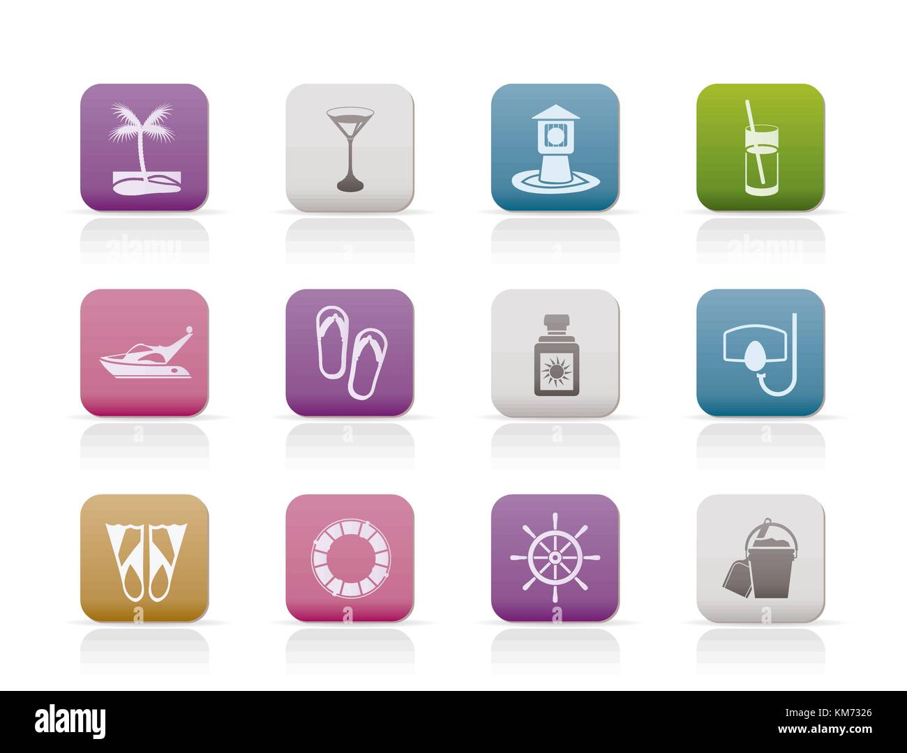 Meer, marine und Urlaub Symbole - Vektor Icon Set Stock-Vektorgrafik ...