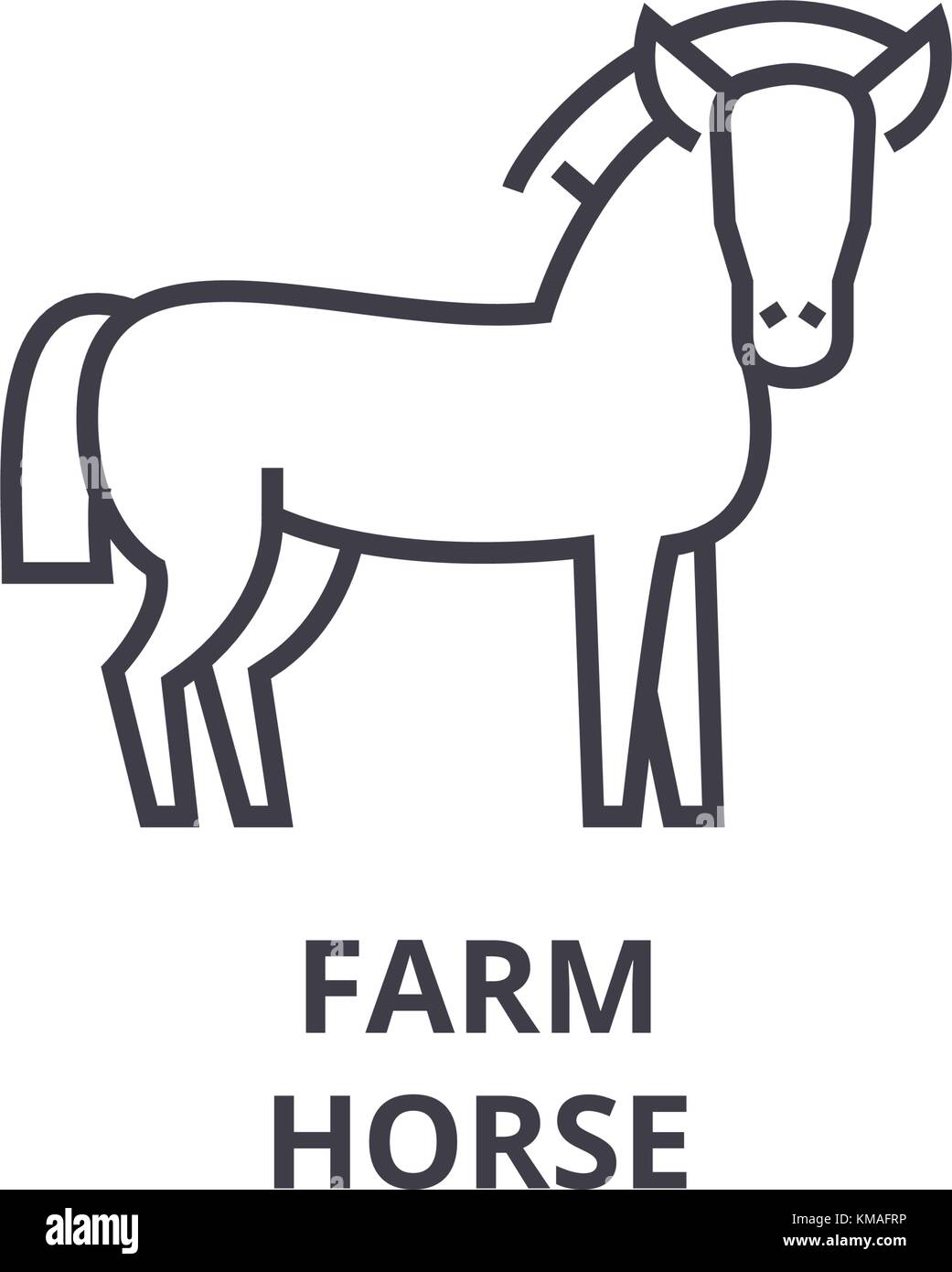 Farm horse line Symbol, Zeichen, lineare Symbol, Vektor, Abbildung ...