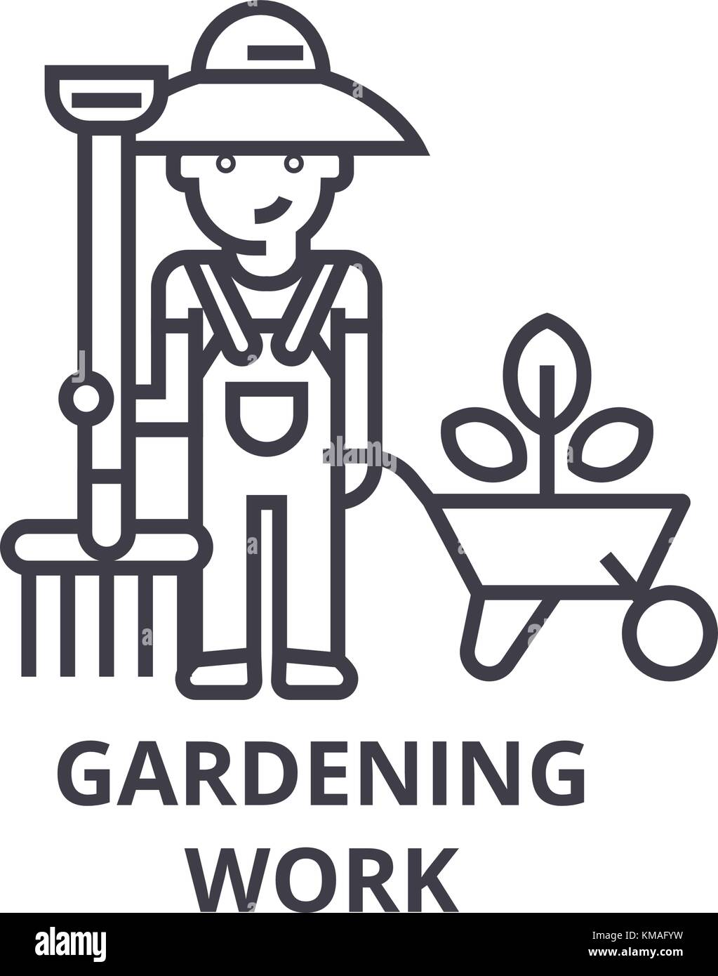 Die Gartenarbeit, Gärtner Symbol Leitung, Outline, lineare Symbol ...