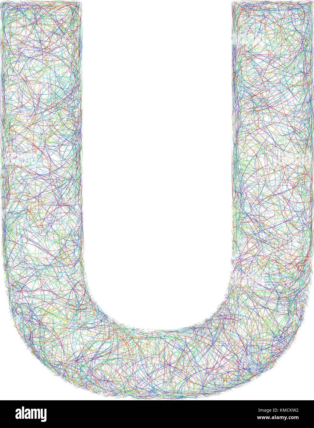 Bunte Skizze font Design - Buchstabe u Stock-Vektorgrafik - Alamy