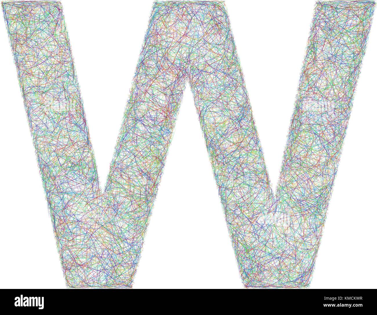 Bunte Skizze font Design - Buchstabe w Stock-Vektorgrafik - Alamy