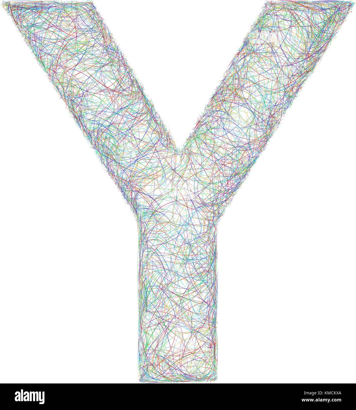 Bunte Skizze font Design - Buchstabe y Stock-Vektorgrafik - Alamy