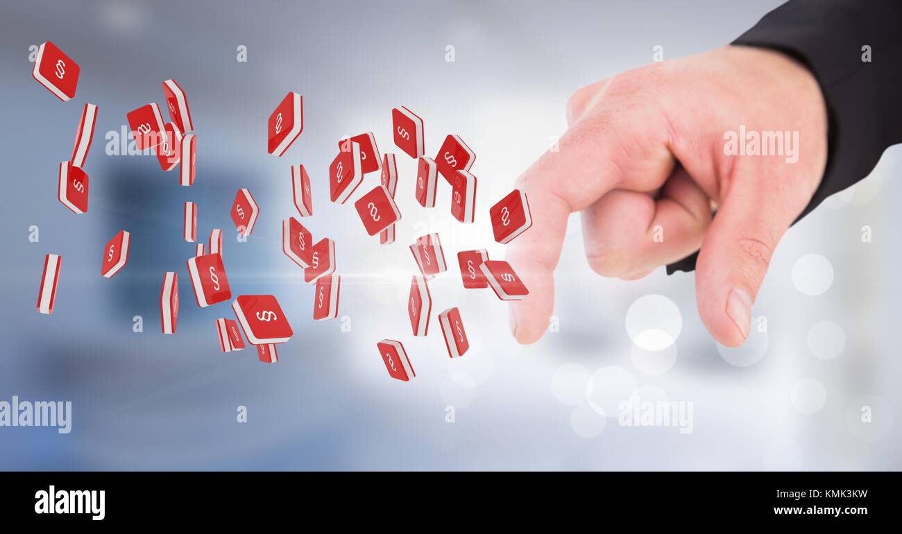 Digital composite von Hand berühren Abschnitt Symbol Symbole ...