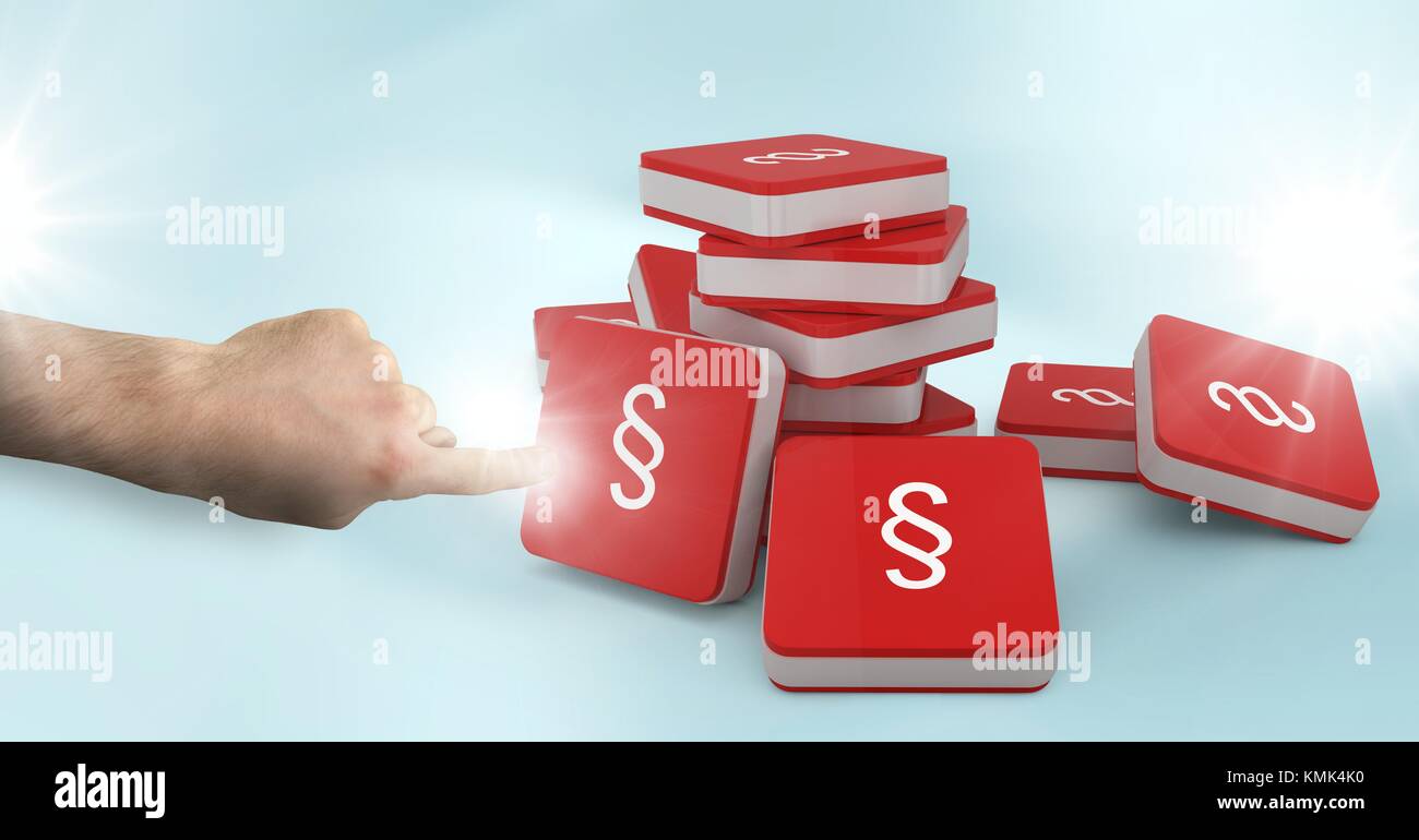 Digital composite von Hand berühren Abschnitt Symbol Symbole ...