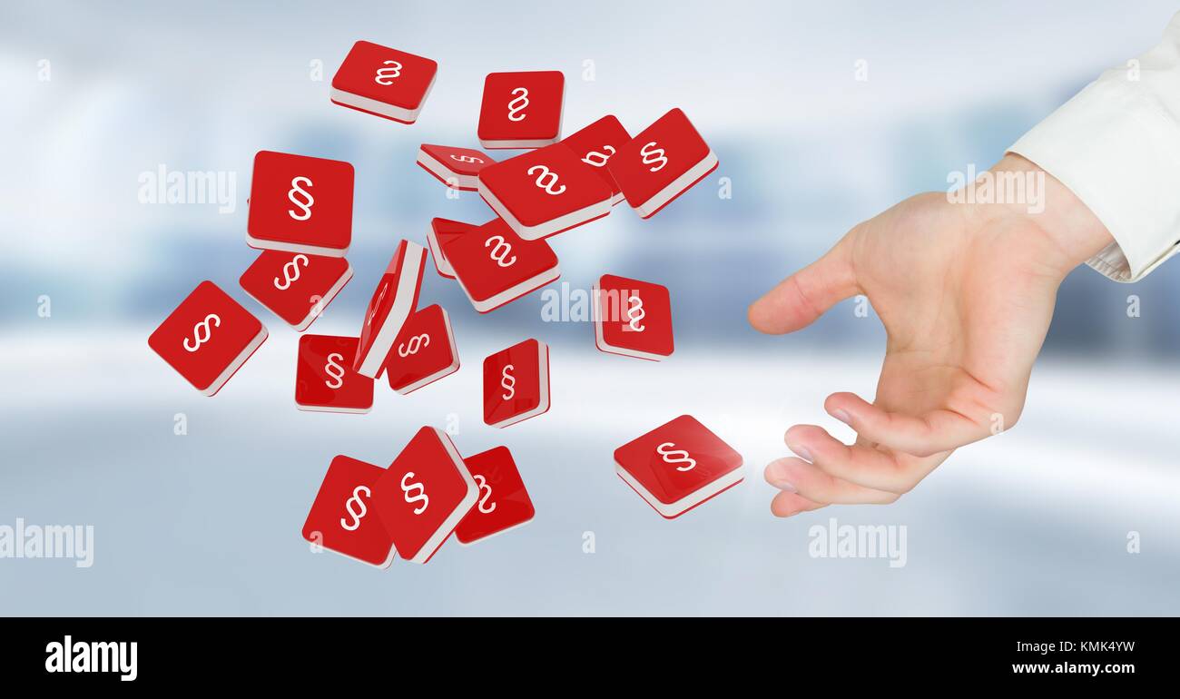 Digital composite von Hand Abschnitt Öffnen mit Symbol Symbole ...