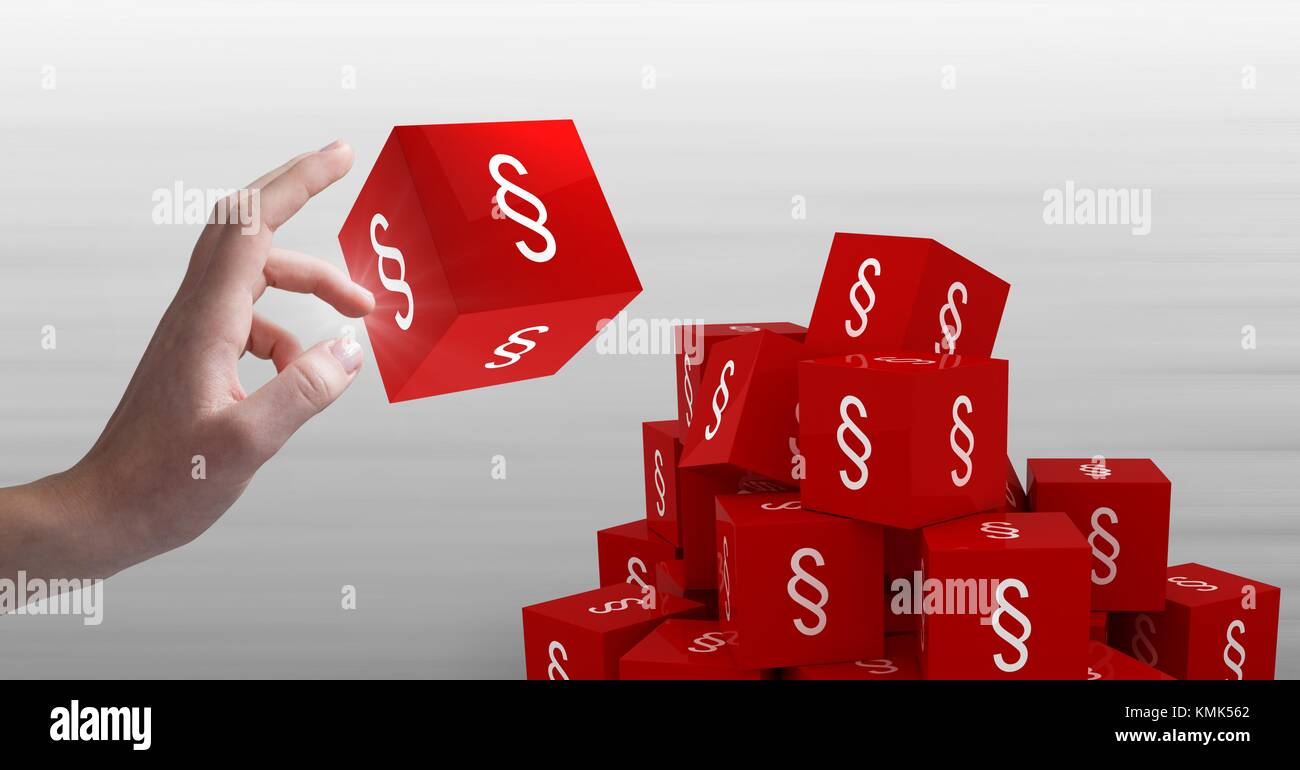 Digital composite von Hand berühren Abschnitt Symbol Symbole ...