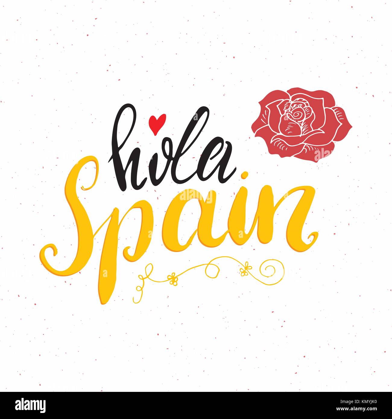Hallo Spanien Hand gezeichnet Grußkarte mit Schriftzug und skizziert ...