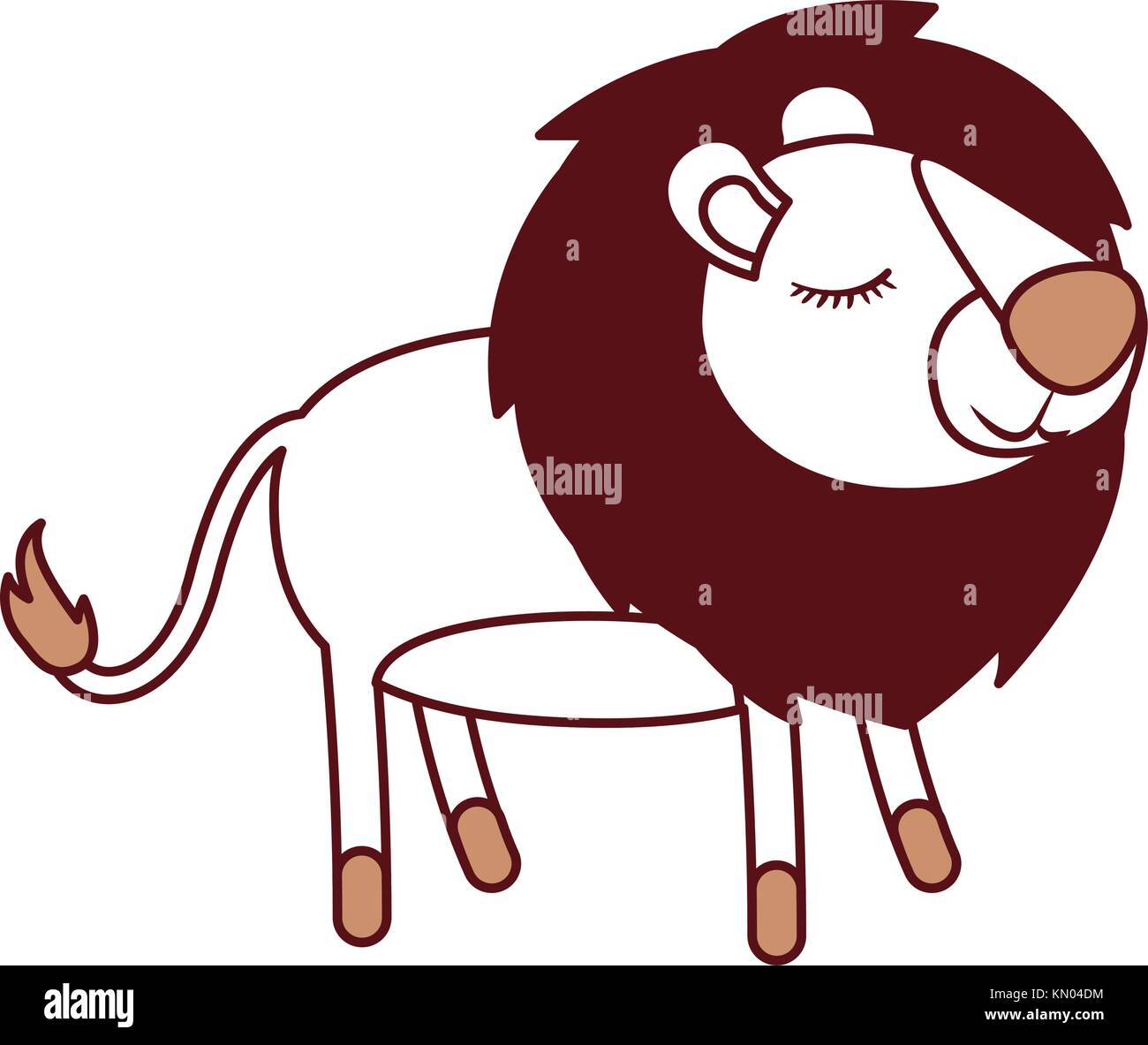 Löwin cartoon mit geschlossenen Augen Ausdruck in Farbe Abschnitte ...