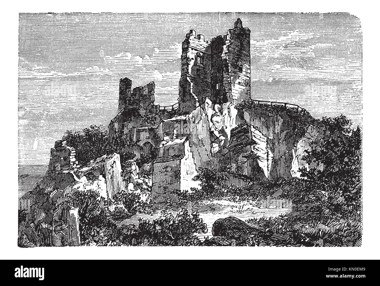 Burgruine Drachenfels Schloss in Rheinland-Pfalz, Deutschland, in den ...