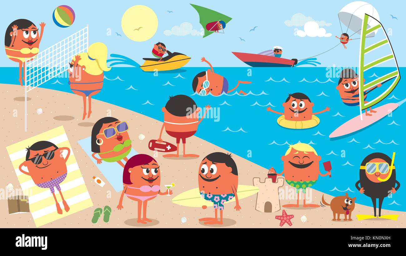 Strand menschen Stock-Vektorgrafiken kaufen - Alamy