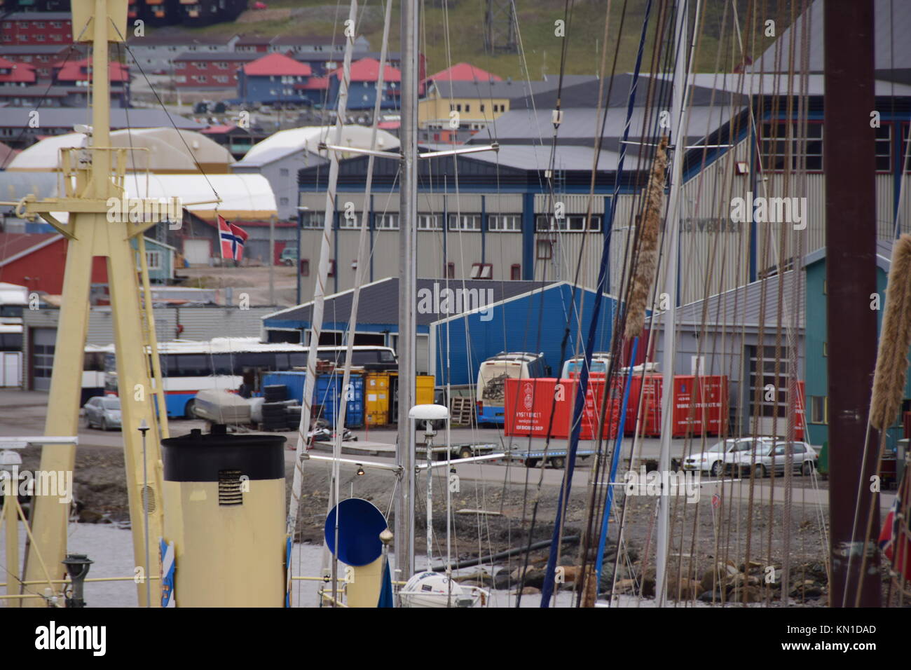 Longyearbyen, Spitzbergen, Svalbard, Norwegen, Arktis, Hafen, Port ...