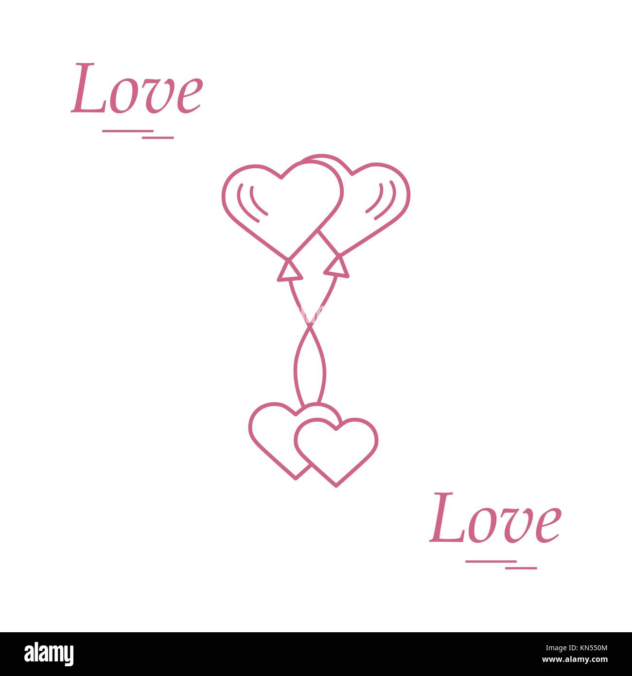Cute Vector Abbildung: Liebe Symbole: Herz Luftballons Symbol und zwei ...