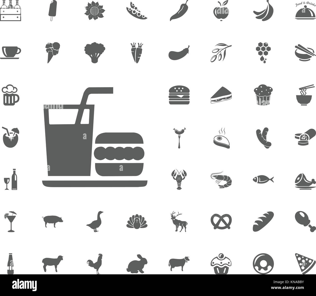 Fast food Symbol. Soft Drink und leckeren Burger Symbol. Essen und ...