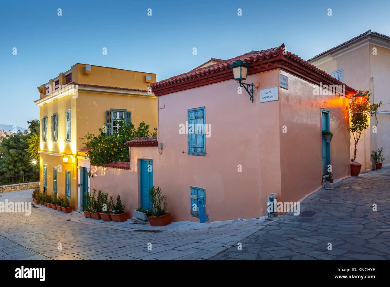 Architektur in der Plaka, der Altstadt von Athen, Griechenland ...