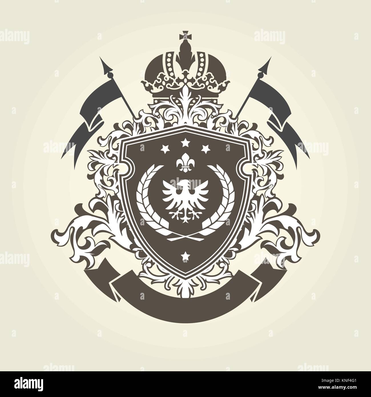 Königlichen Wappen - heraldik Wappen mit Krone und den Schild mit Eagle ...