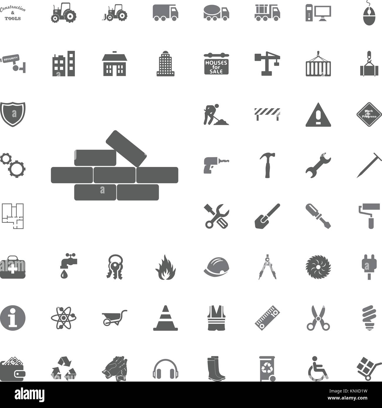 Das Symbol Wand. Backstein-Symbol. Bau- und Tools Vector Icons ...