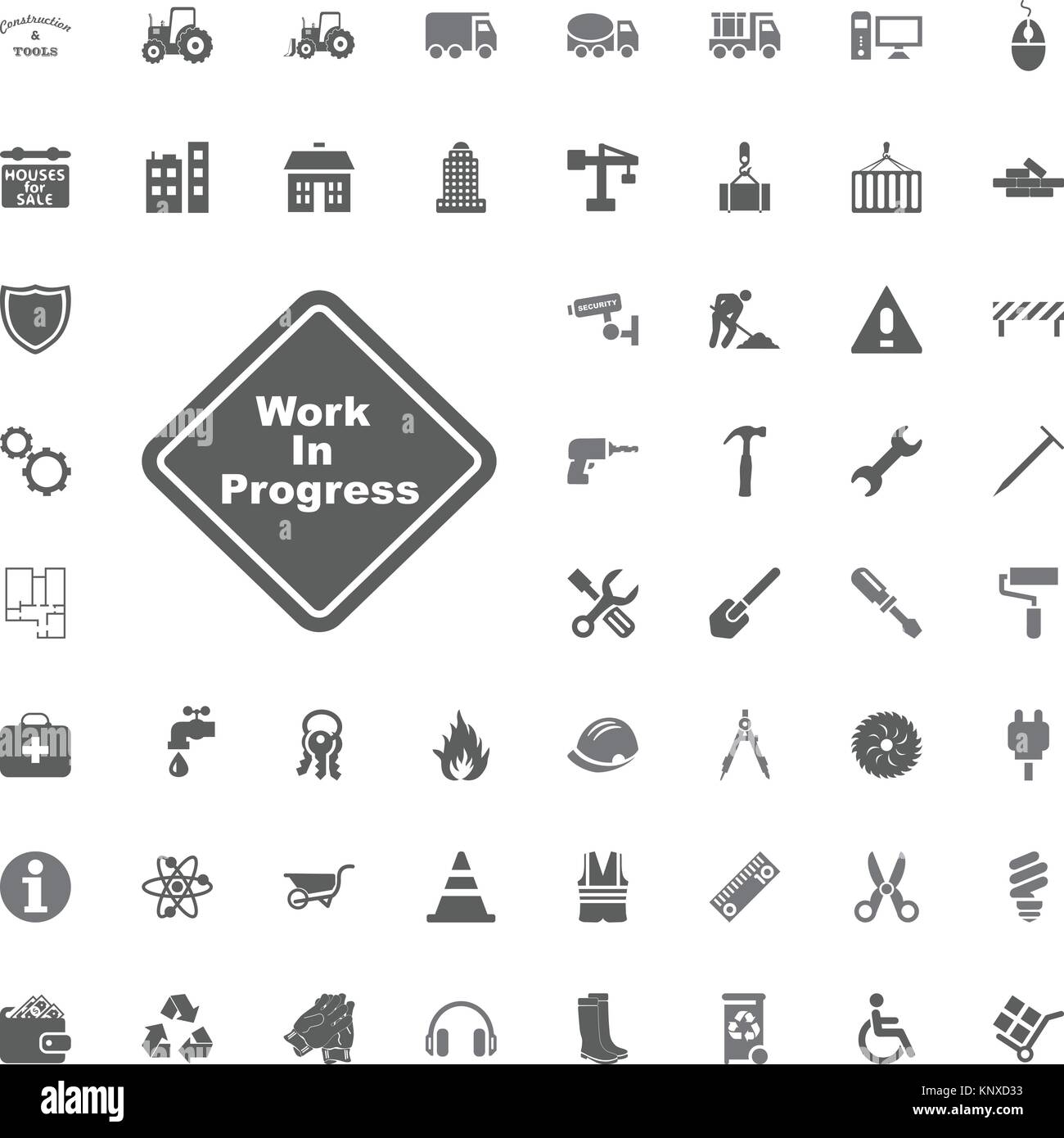 Work in progress-Symbol. Bau- und Tools Vector Icons einstellen Stock ...