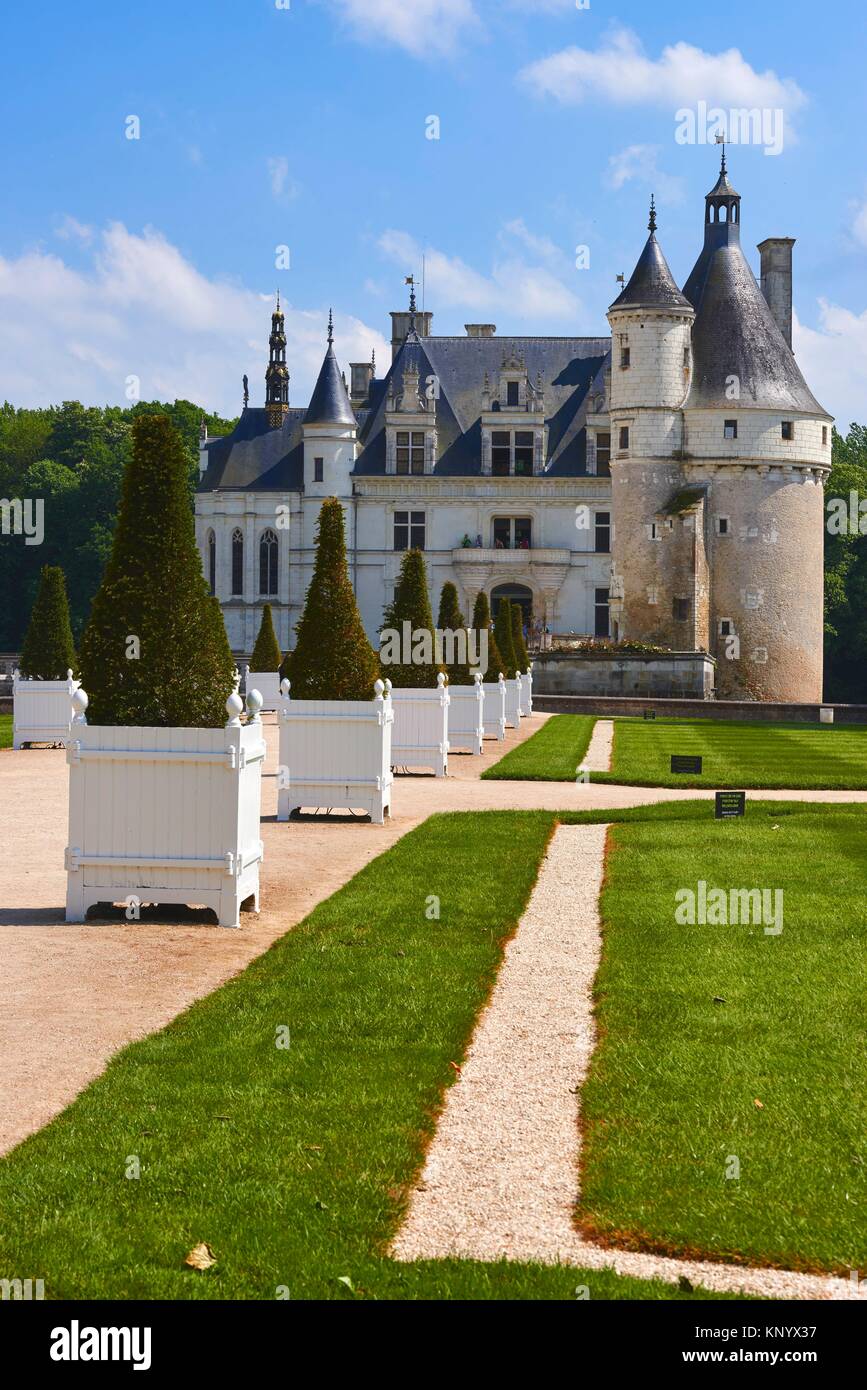 Chenonceau, Schloß, Chateau de Chenonceau, Indre-et-Loire, Fluss Cher, Pays de la Loire, Loire ...