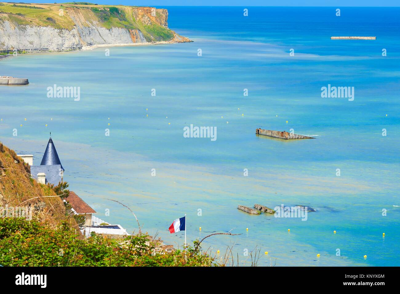 Mulberry Harbour Arromanches Gold Beach Stockfotos und -bilder Kaufen ...