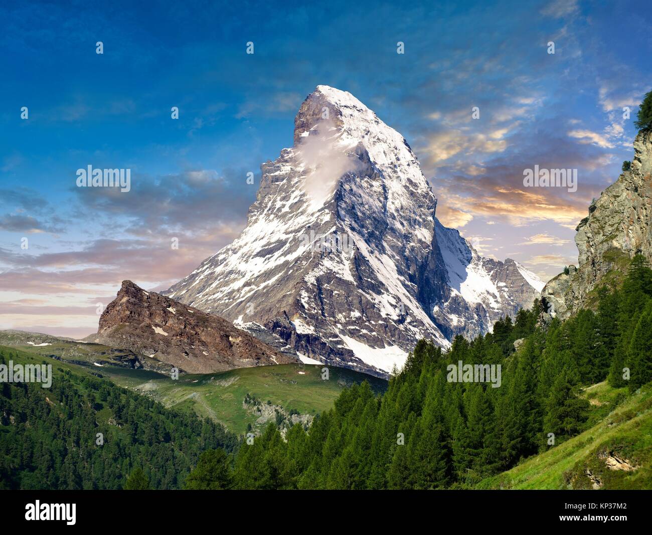 Das Matterhorn oder Monte Cervino Berg, Zermatt, Schweiz ...
