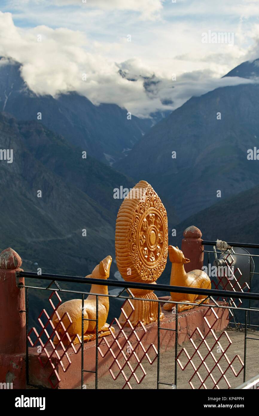 Blick von Shashur Gompa, Lahaul Valley, Keylong, Himachal Pradesh ...
