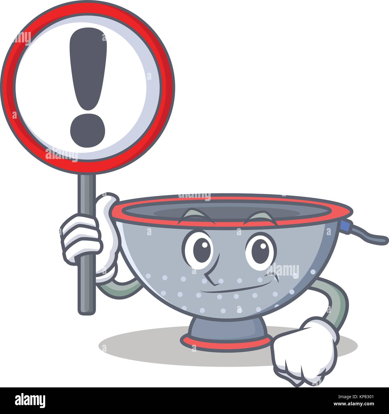 Mit Vorzeichen Sieb utensil Charakter Cartoon Stock-Vektorgrafik - Alamy