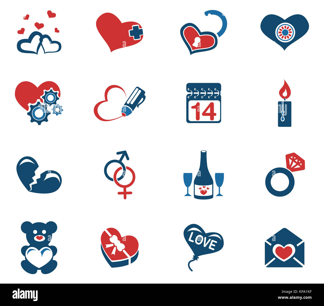 Valentinstag und Liebe Symbole Stockfotografie - Alamy