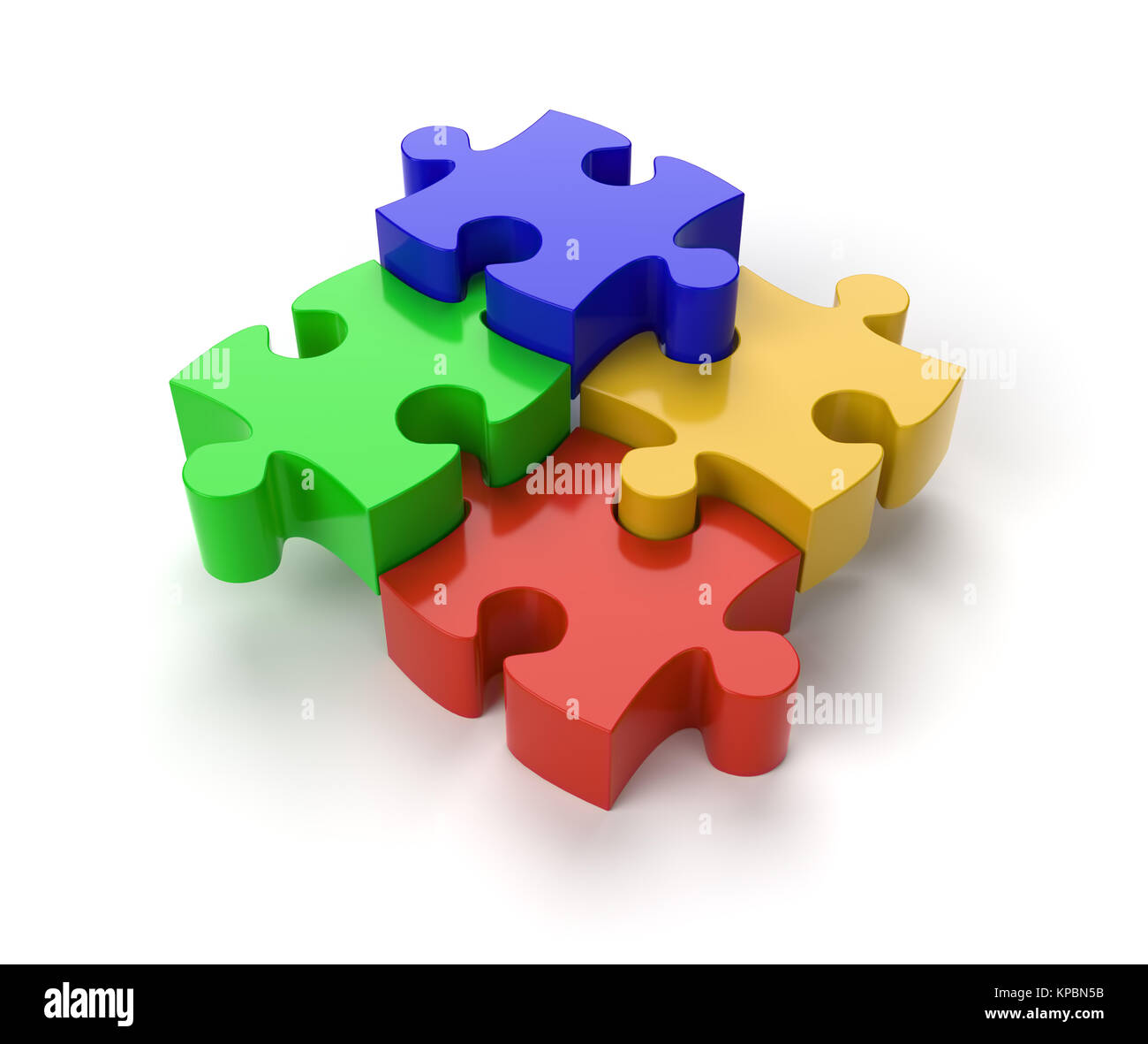 Four jigsaw puzzle pieces blue -Fotos und -Bildmaterial in hoher ...