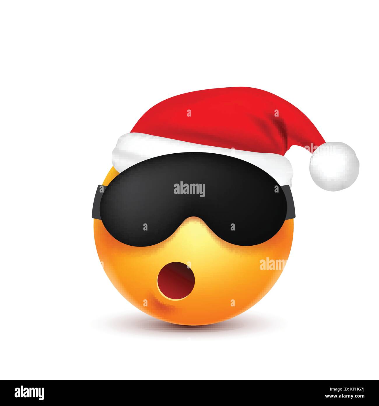 Smiley, emoticon. Gelbe Emoji, Gesicht mit Emotionen und Mütze. Neues ...
