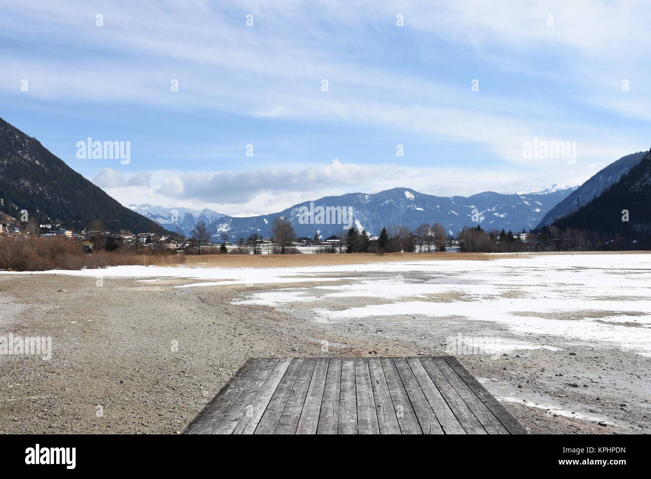 Achensee, Alpensee, Bergsee, Winter, Niedrigwasser, Bergsee, Bergwelt ...