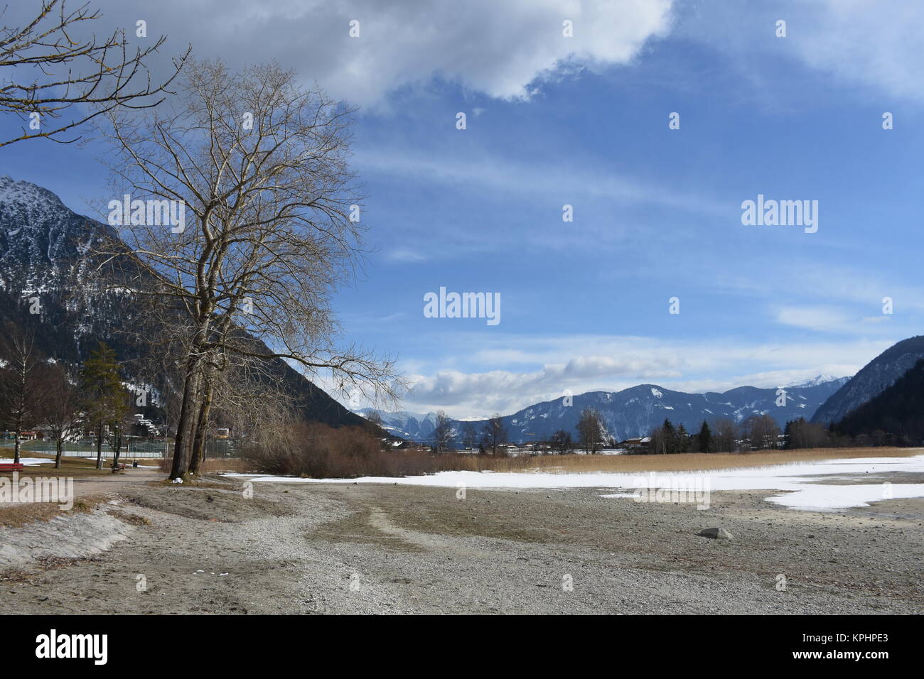 Achensee, Alpensee, Bergsee, Winter, Niedrigwasser, Bergsee, Bergwelt ...