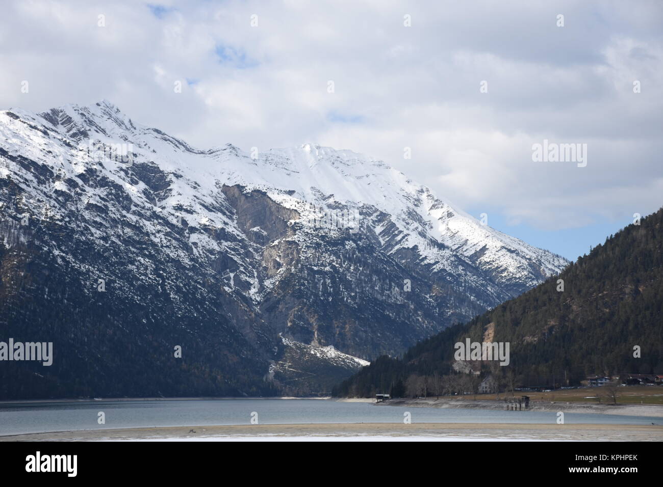 Achensee, Alpensee, Bergsee, Winter, Niedrigwasser, Bergsee, Bergwelt ...
