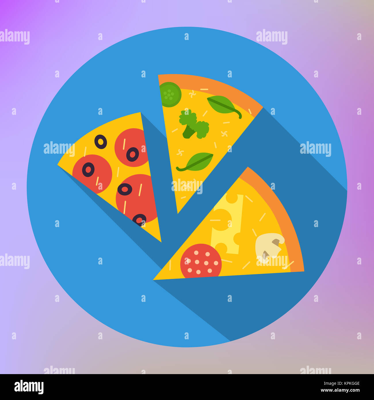 Pizza Slice-Symbol Vektor flache icon Stockfotografie - Alamy