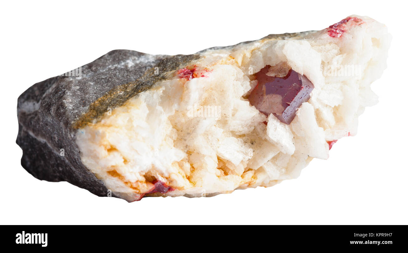 Zinnober (Cinnabarite) Red Crystal in Quarz rock Stockfotografie - Alamy
