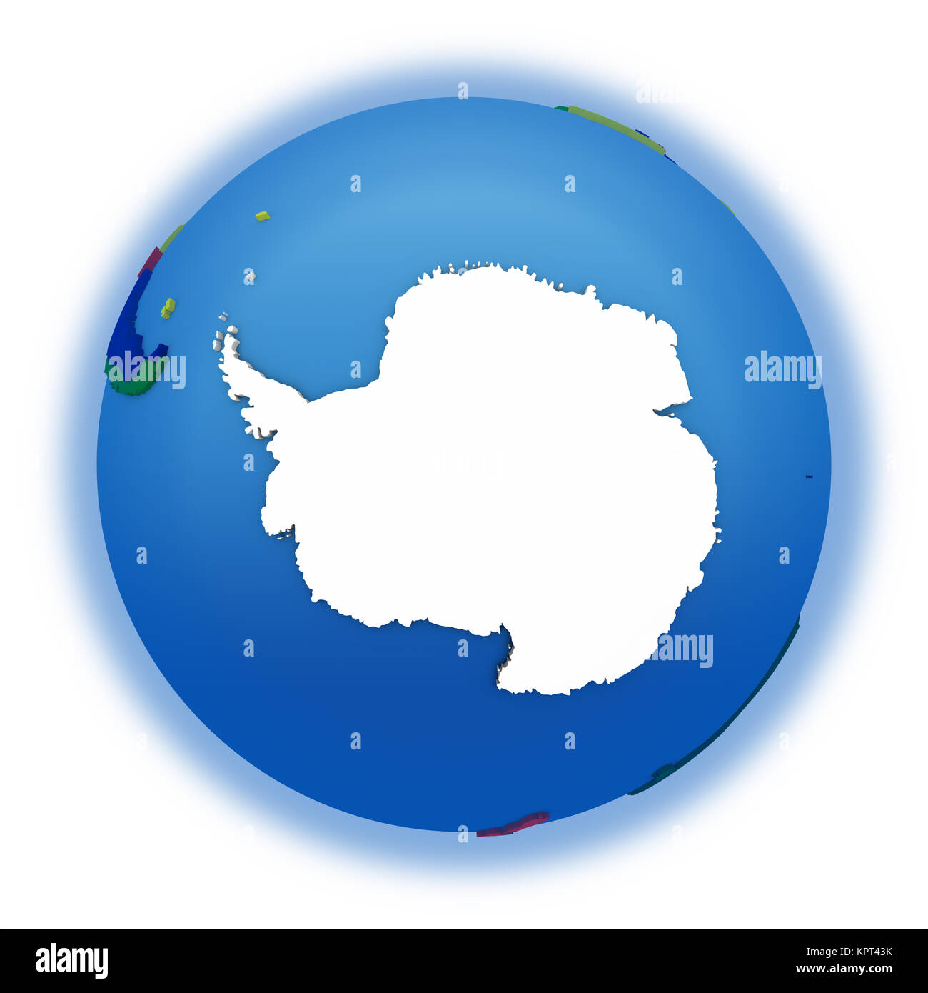 Antractica auf politische 3D-Modell der Erde mit geprägtem Kontinenten ...