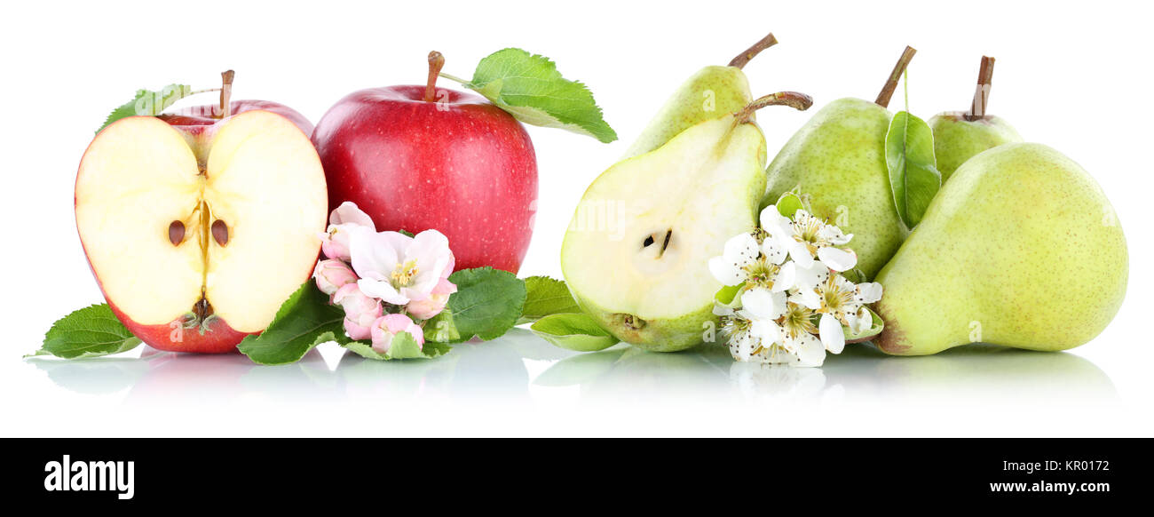 Apfel und Birne Apfel Birne Früchte isoliert rot grün befreit Obst ...