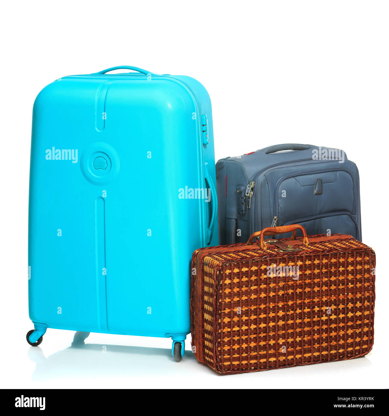 Die modern und retro Koffer auf weißem Hintergrund Stockfotografie - Alamy