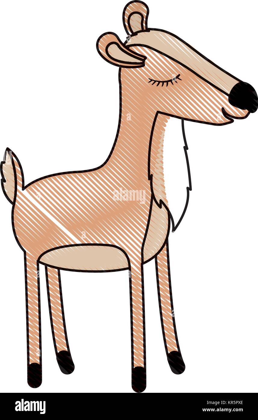 Weibliche Rehe cartoon mit geschlossenen Augen Ausdruck in farbige ...