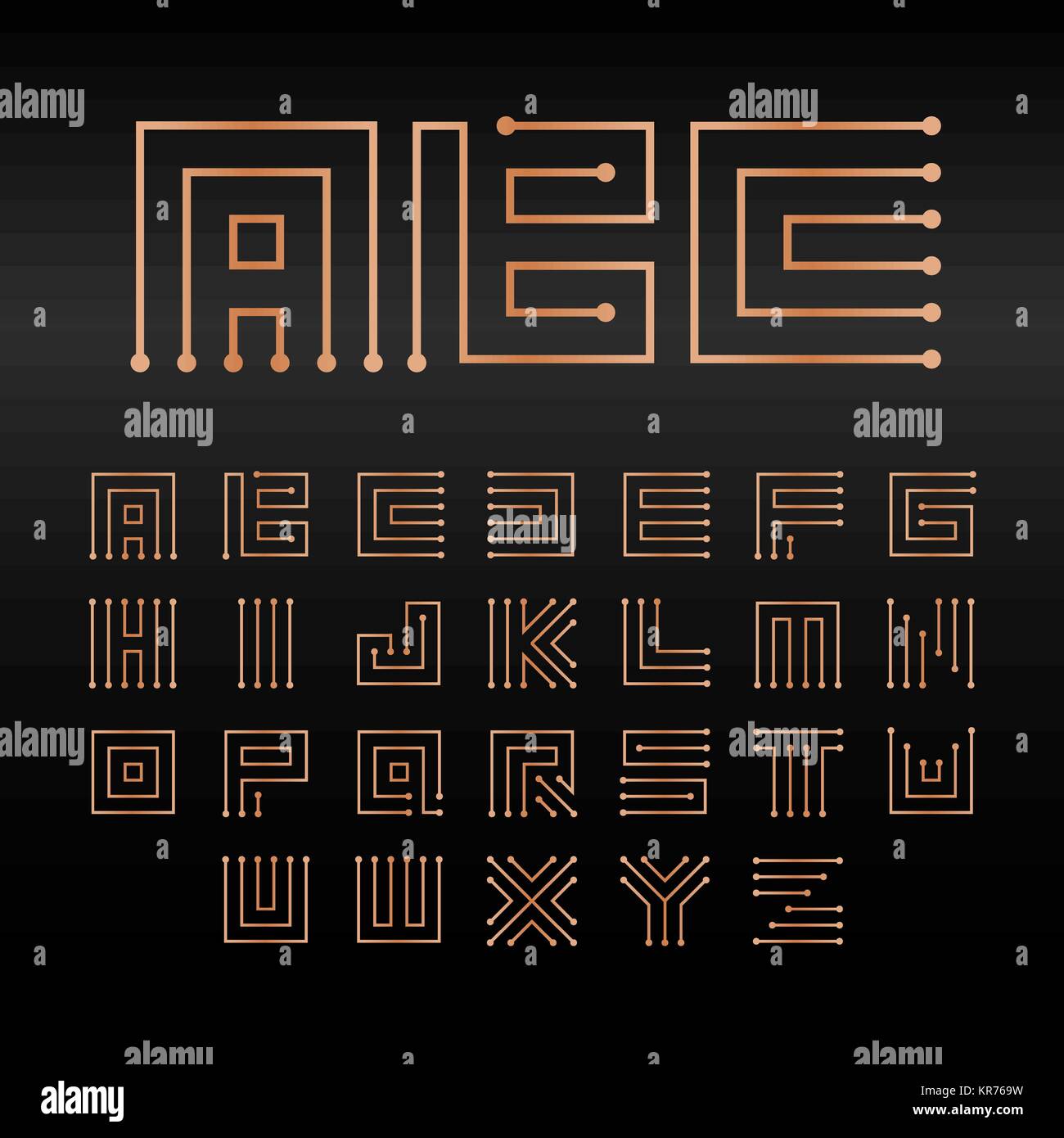Digitale vektor Alphabet, isolierte abstrakte Technik Font. Microchip ...