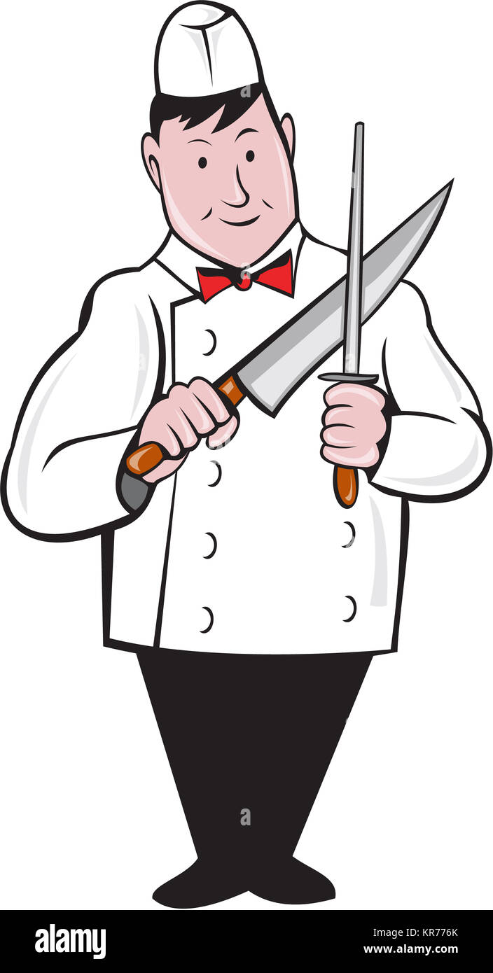 Metzger schärfen Messer Cartoon Stockfotografie - Alamy